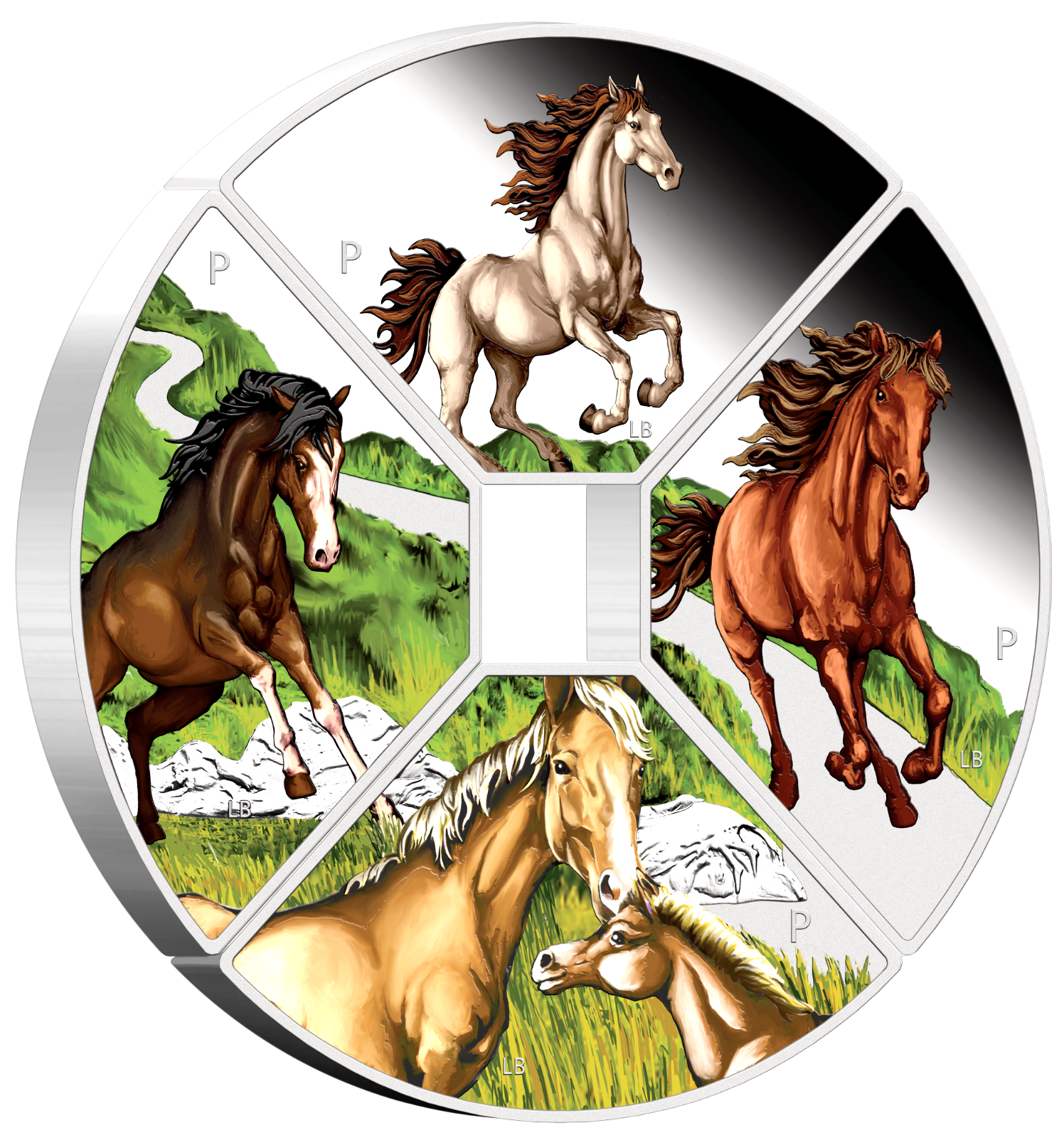 2026 LUNAR YEAR OF THE HORSE QUADRANT SILVER $1 4-coin-set 4x 1oz Fan ...