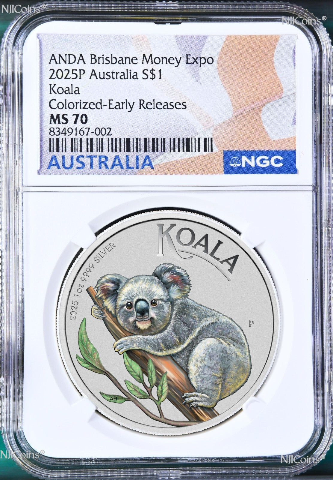 2025 ANDA Brisbane Money Show Colored Koala 1oz Silver Coin NGC MS70 E ...