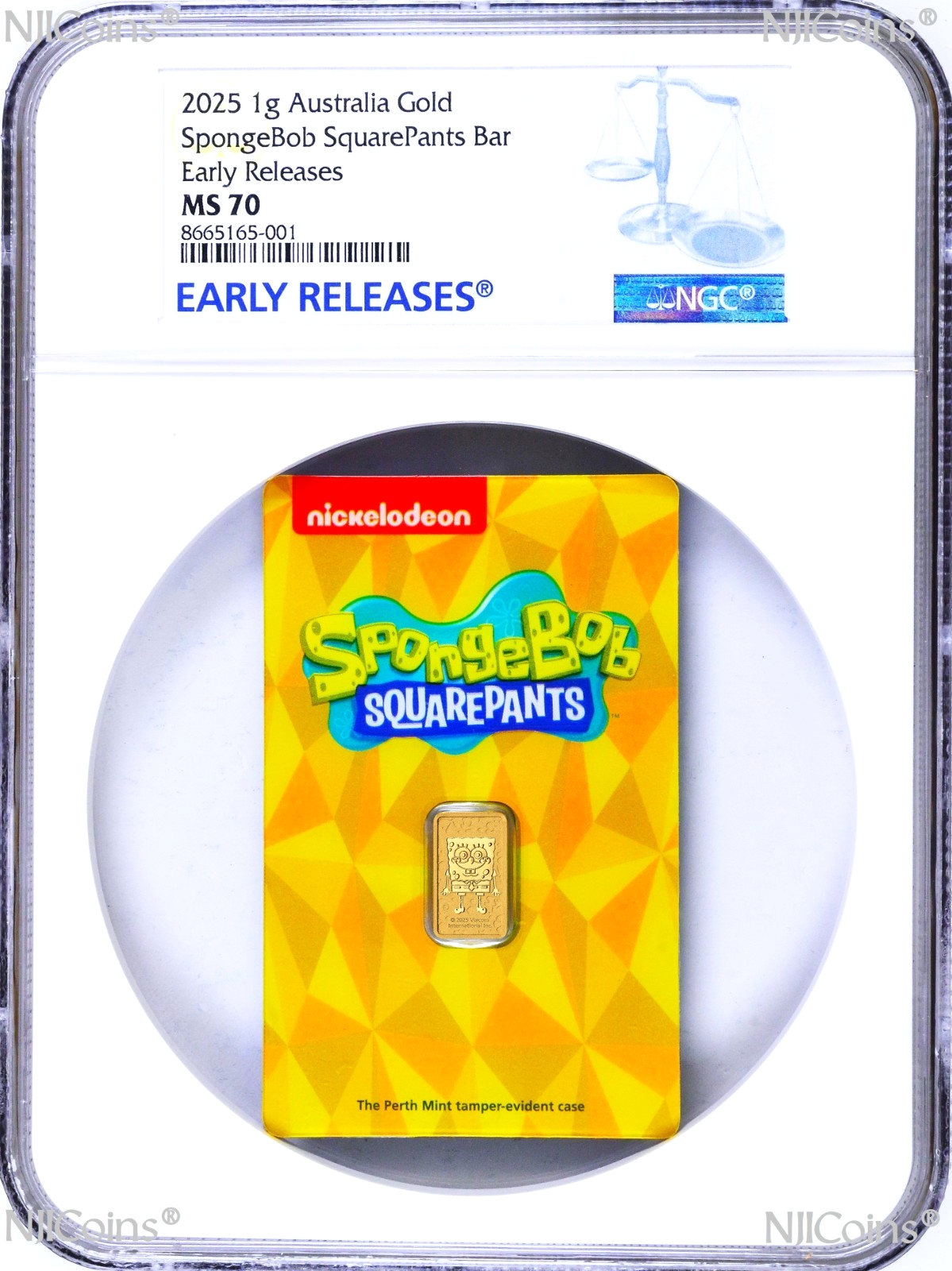 2025 SPONGEBOB SQUAREPANTS 1g .9999 Gold Perth Mint Minted Bar NGC MS ...