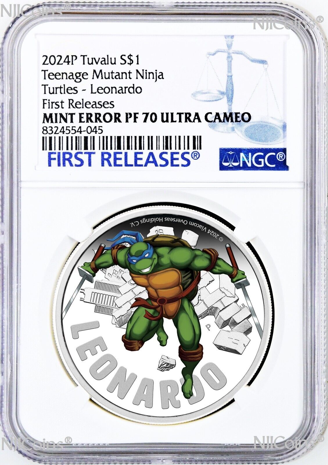 Mint Error Rotated Dies 2024 TMNT LEONARDO 1oz Colored Silver $1 COIN ...
