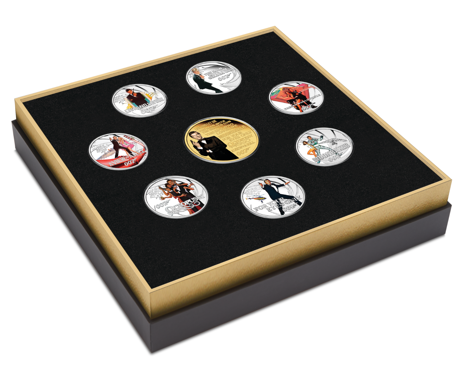 8-COIN-SET JAMES BOND 007 ROGER MOORE COLLECTION 7x0.5+1=4.5oz SILVER ...