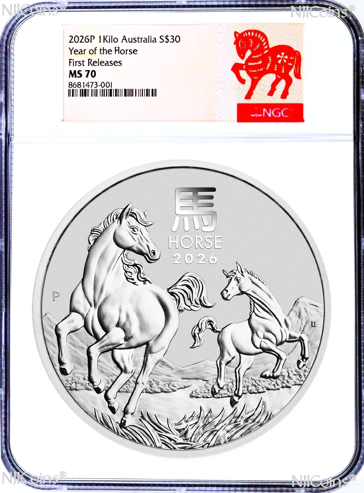 2026 Lunar Year of the HORSE 1 Kilo Bullion Silver $30 Coin NGC MS70 F ...