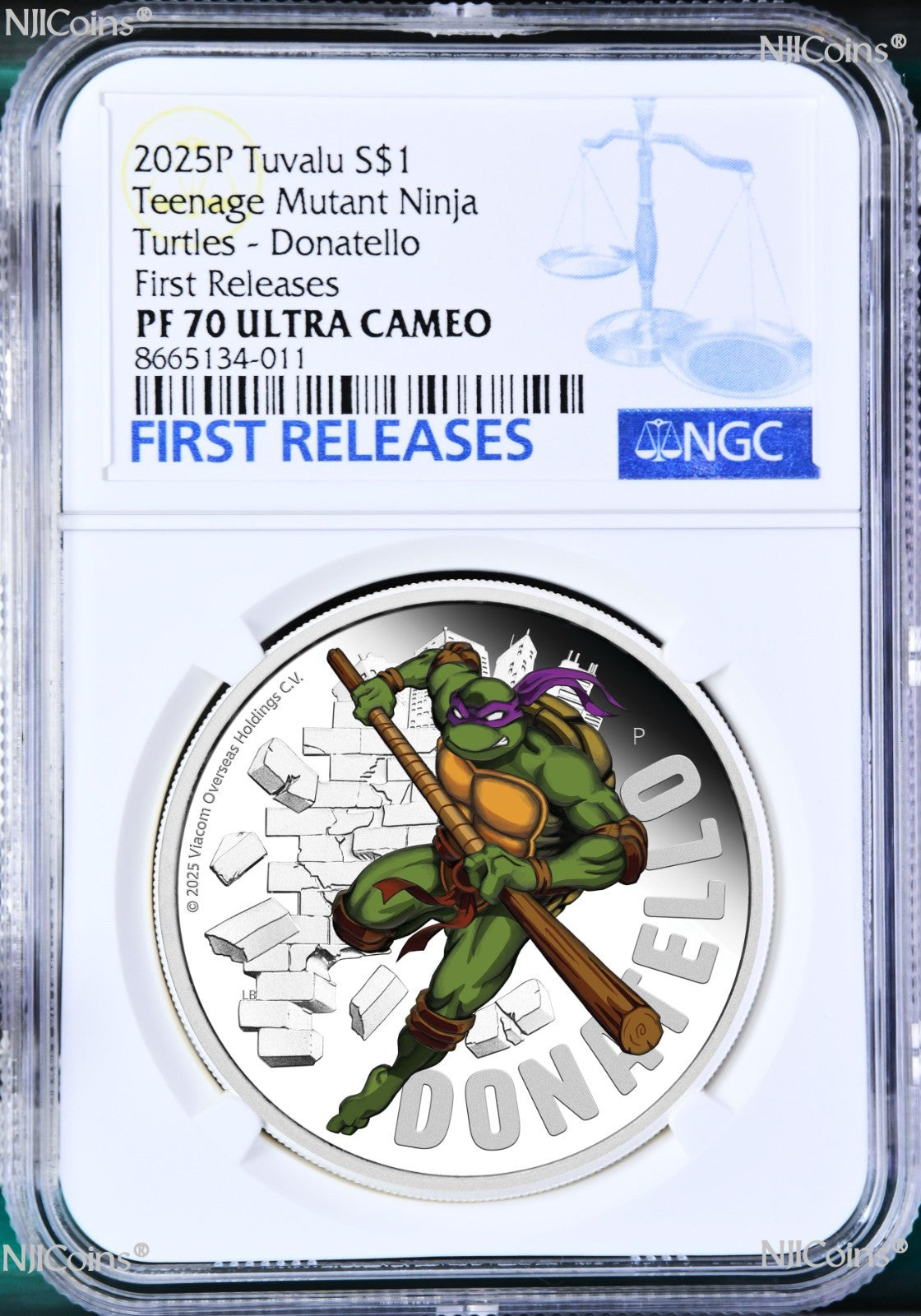 2025 Teenage Mutant Ninja Turtles DONATELLO 1oz Colored Silver COIN NG ...