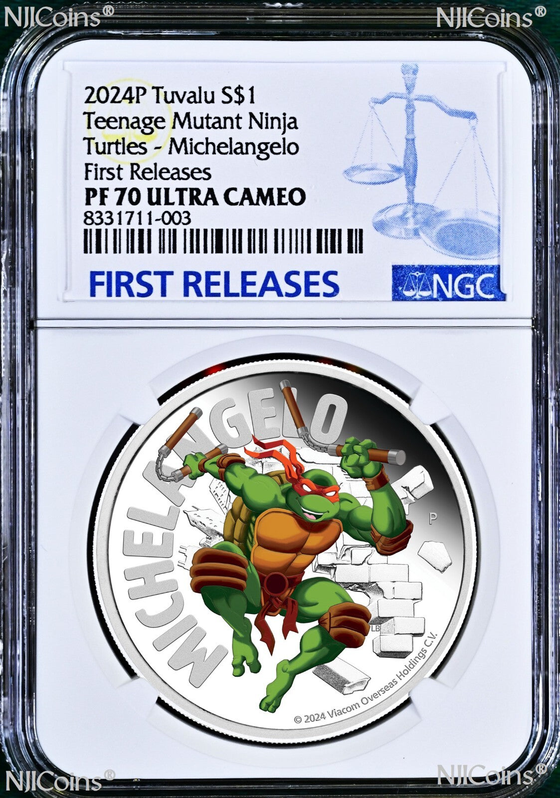 2024 Teenage Mutant Ninja Turtles MICHELANGELO 1oz Colored Silver COIN ...
