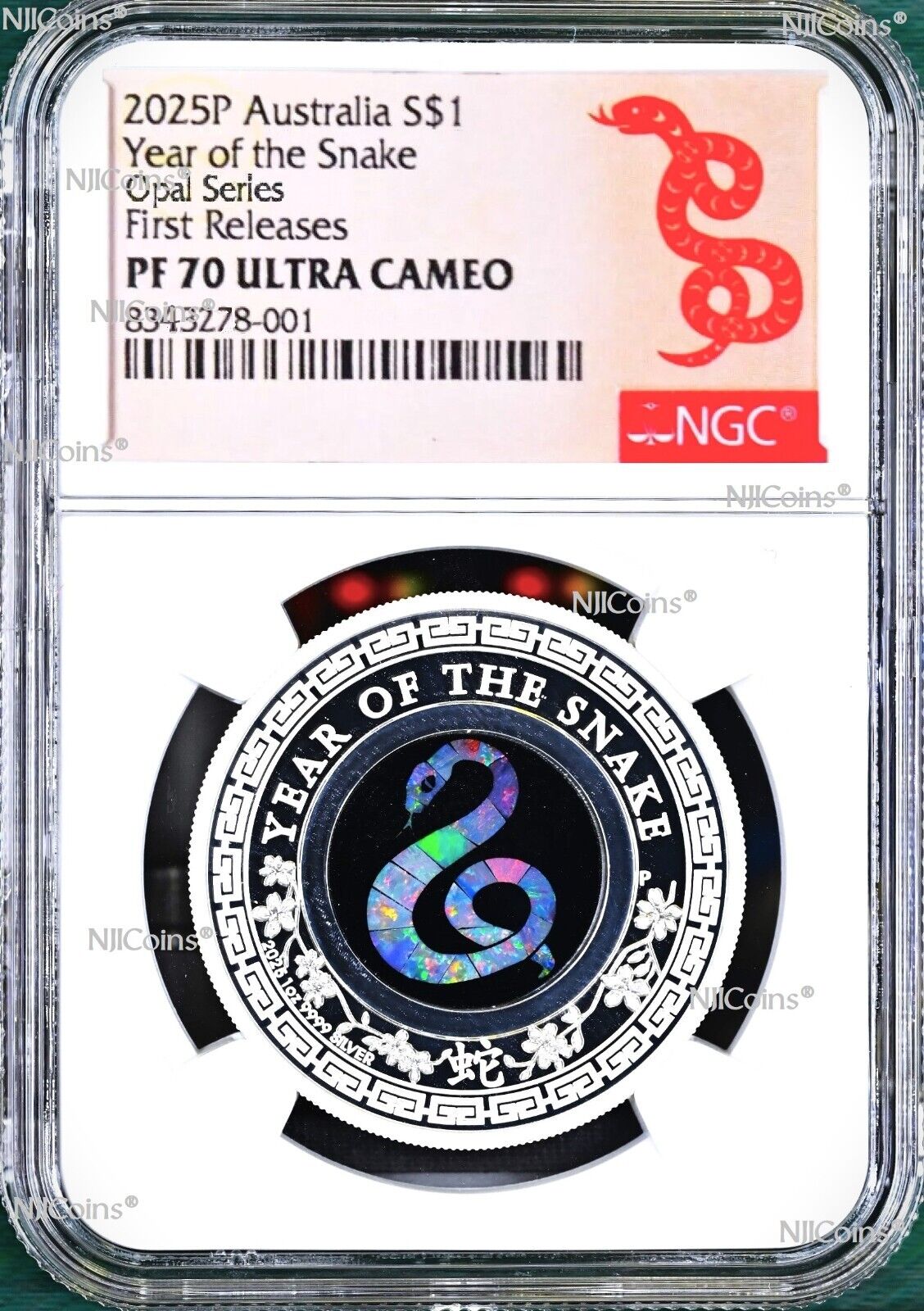 2025 Australia OPAL LUNAR Year of the Snake 1 oz Silver Proof Coin NGC ...