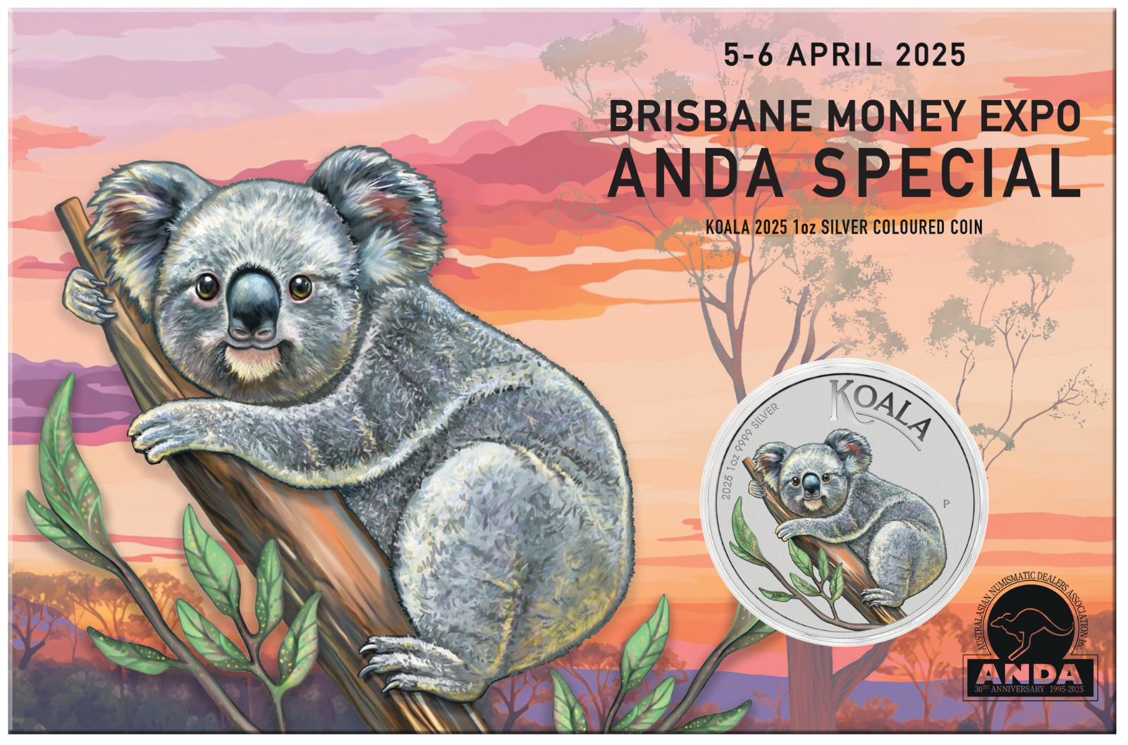2025 ANDA BRISBANE Money Expo Koala 1oz $1 Silver Colored Coin ONLY 25 ...