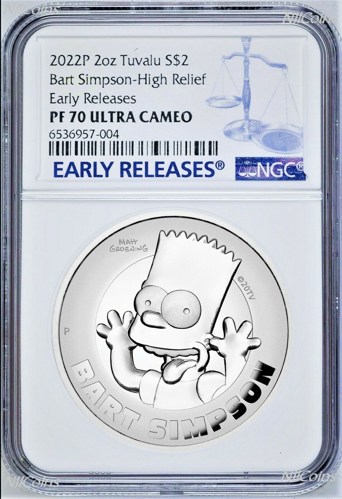 2022 HIGH RELIEF Simpsons Bart Simpson Proof $2 2oz Silver COIN NGC PF ...
