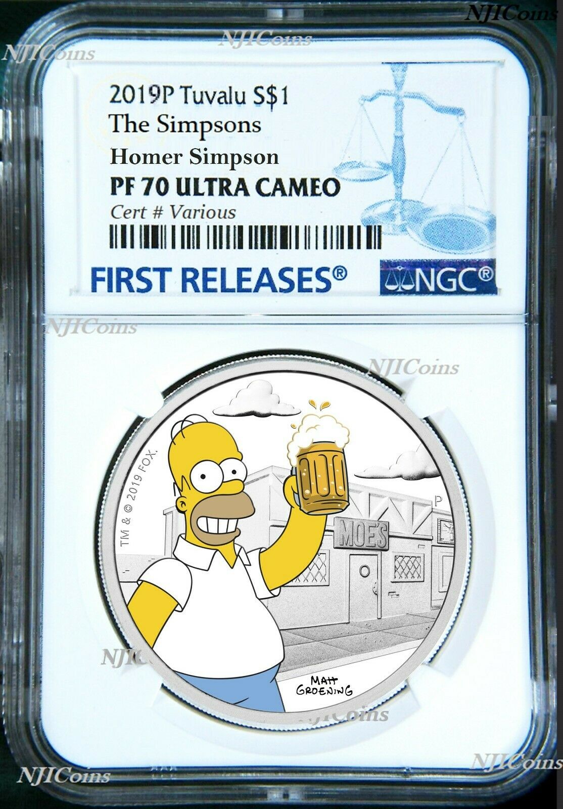 2019 The Simpsons Homer Simpson Proof $1 1oz Silver COIN NGC PF 70 FR ...