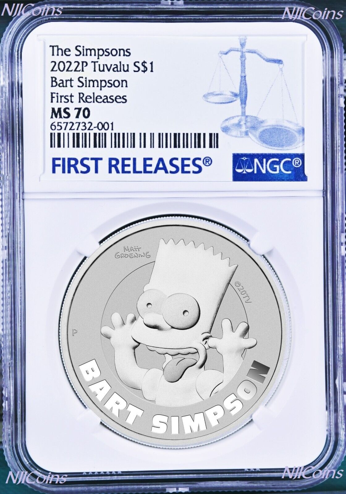 2022 Bart Simpson Simpsons $1 1oz .9999 Silver COIN NGC MS70 ER – NJICoins
