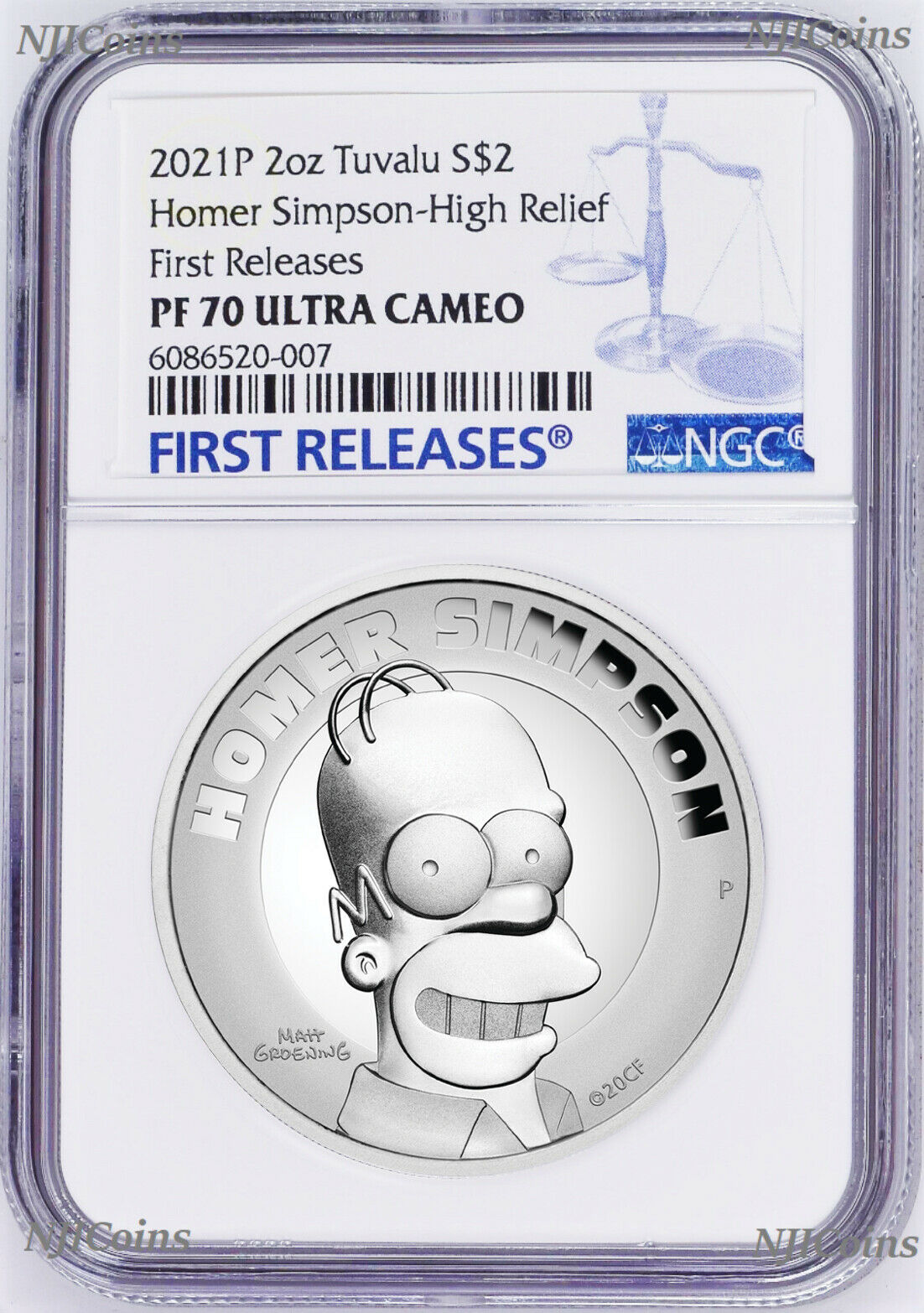 2021 HIGH RELIEF Simpsons Homer Simpson Proof $2 2oz Silver COIN NGC P ...