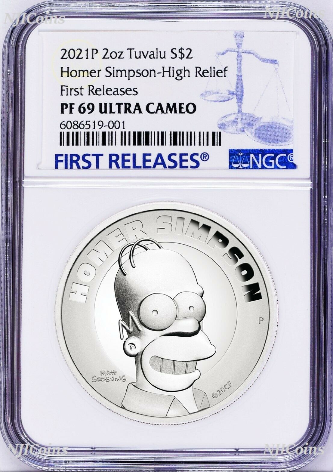 2021 HIGH RELIEF Simpsons Homer Simpson Proof $2 2oz Silver COIN NGC P ...