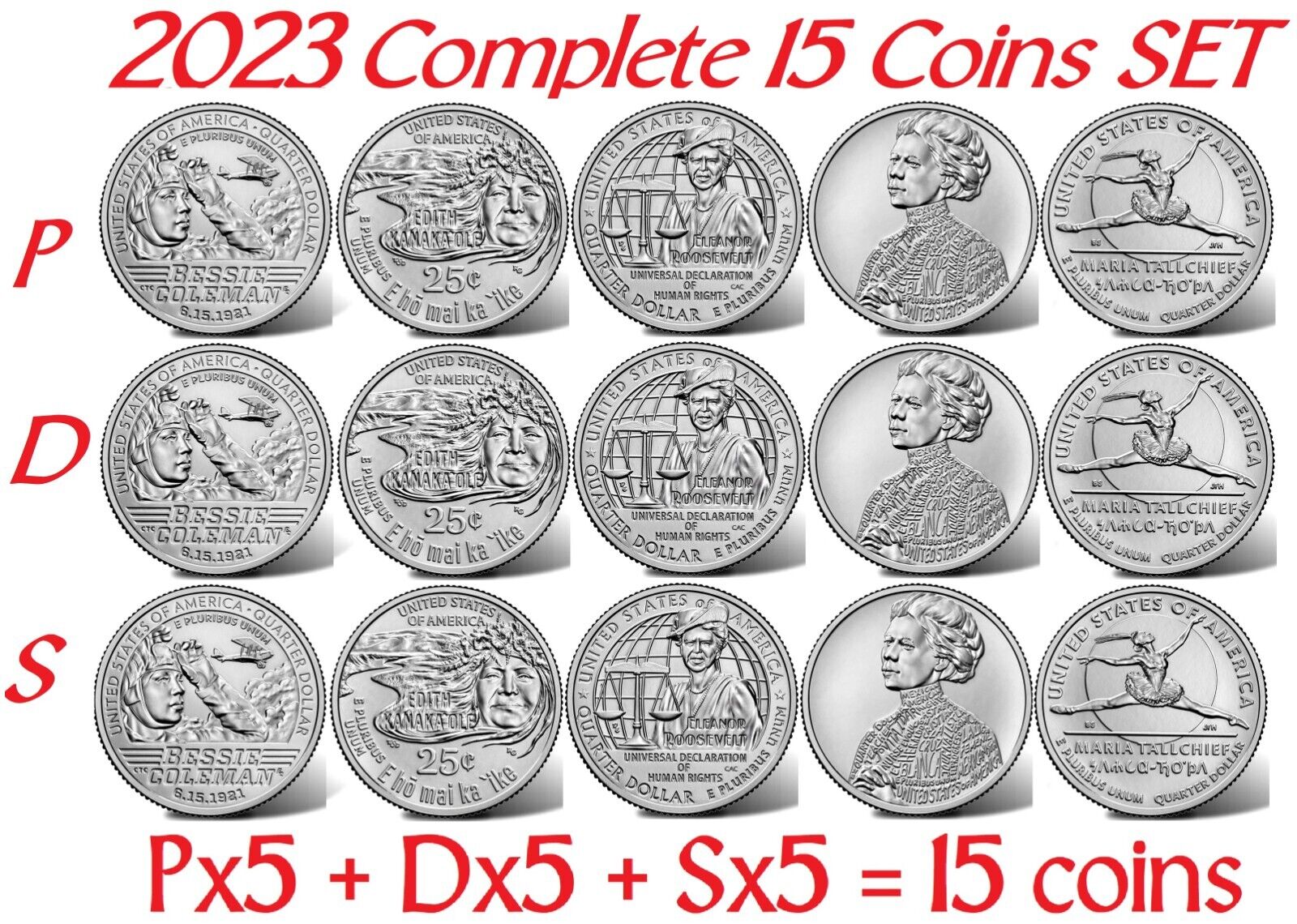 2023 P D S American Women Quarter Clad 15 Coins COMPLETE BU Set – NJICoins
